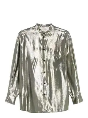 Philosophy Di Lorenzo Serafini Lamé Button-front Shirt - Gold