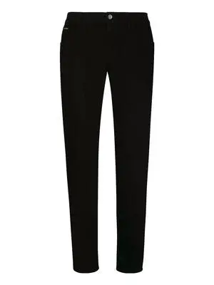 Dolce & Gabbana Logo Appliqué Slim-cut Jeans - Black