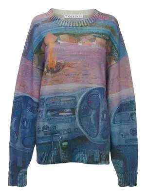 JW Anderson Printed Wool-blend Jumper - Blue
