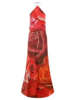 Roberto Cavalli Garden Rose-print Maxi Dress - Red