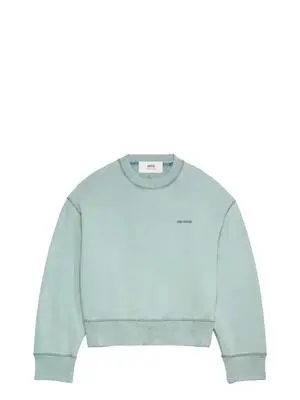 AMI Paris Embroidered-logo Cotton Sweatshirt - Blue