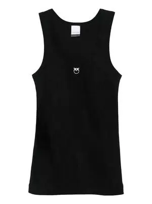 Pinko Ribbed Knit Vest With Appliqué Logo - Black