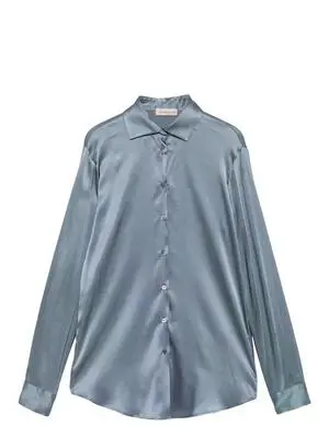 BLANCA VITA Satin Shirt - Blue