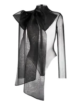 ATU BODY COUTURE Semi-sheer Bow-detail Bodysuit - Black