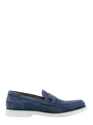BALDININI Logo-plaque Suede Loafers - Blue