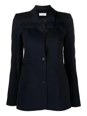 Off-White Buckled Virgin Wool Blazer - Blue