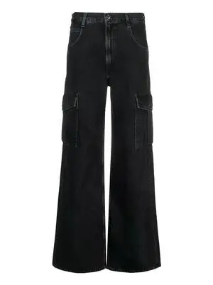 AGOLDE Mid-rise Wide-leg Jeans - Black