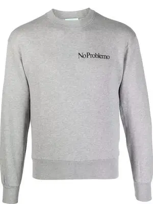 Aries No Problemo' Print Sweatshirt - Grey