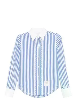Thom Browne Broderie-anglaise Striped Shirt - Blue