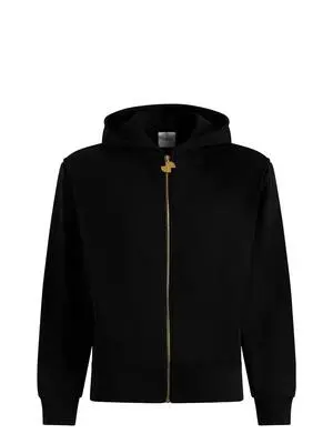 PATOU Zip-up Organic Cotton Hoodie - Black