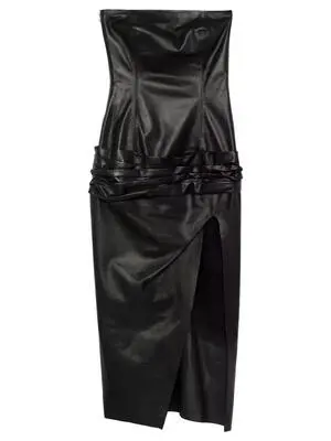 Attico Leather Midi Dress - Black