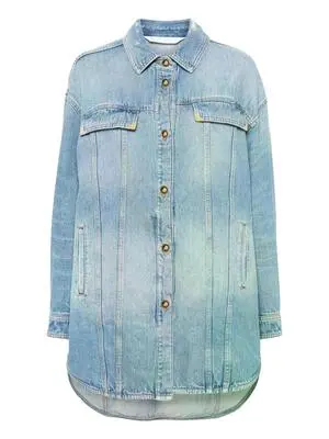 Palm Angels Washed-logo Denim Jacket - Blue