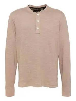 Rag & Bone Classic Flame Henley Polo Shirt - Neutrals