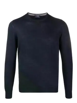 BARBA NAPOLI Fine-knit Crew-neck Jumper - Blue