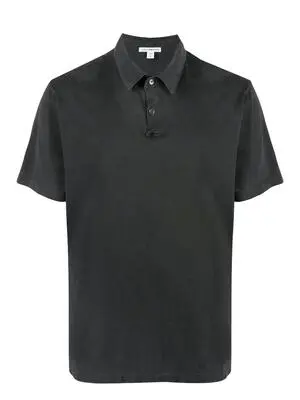 JAMES PERSE Sueded-jersey Polo Shirt - Grey