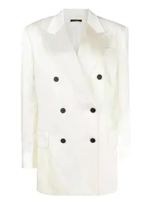 TOM FORD Fluid Double-breasted Satin Blazer - Neutrals