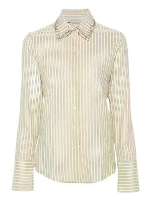 GOLDEN GOOSE Crystal-embellished Striped Shirt - Neutrals