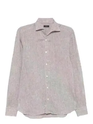 BARBA NAPOLI Linen Shirt - Brown