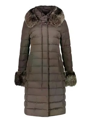 MOORER Hooded Zip-up Coat - Brown