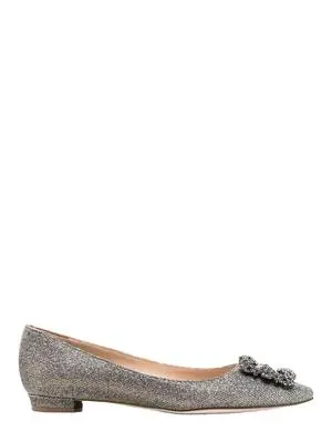 Manolo Blahnik Hangisi Ballerina Shoes - Silver
