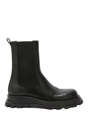 JIL SANDER Leather Ankle Boots - Black