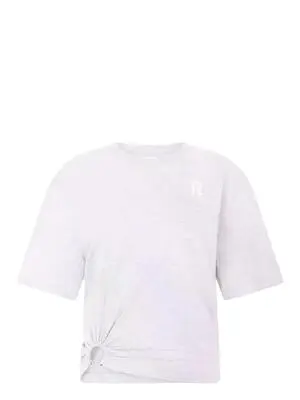 Rabanne Gathered-detail Cotton T-shirt - Grey