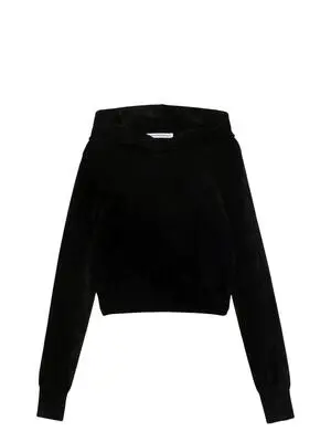 Alexander Wang Cropped Velvet Hoodie - Black