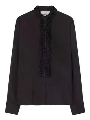 JIL SANDER Ruffle-trim Long-sleeved Shirt - Black