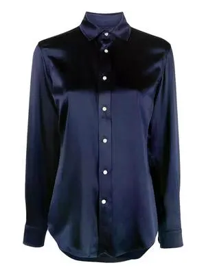 Polo Ralph Lauren Long-sleeved Silk Shirt - Blue