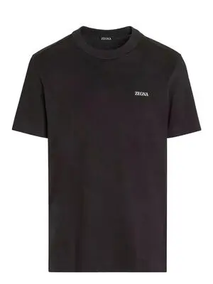 Zegna Logo-embroidered T-shirt - Black