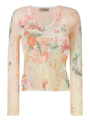 TWINSET Long-sleeve Ribbed Blouse - Orange
