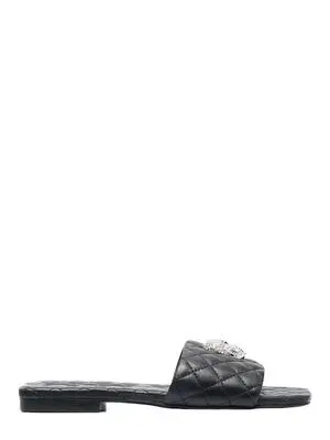 PHILIPP PLEIN Crystal-Skull Matelassé Slides