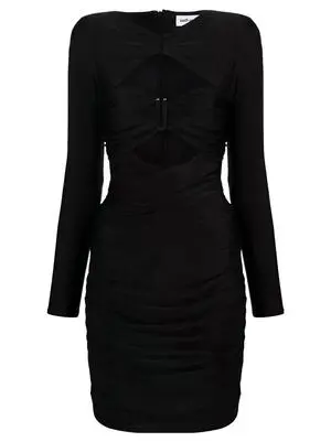 SELF-PORTRAIT Ruched Cut-out Minidress - Black