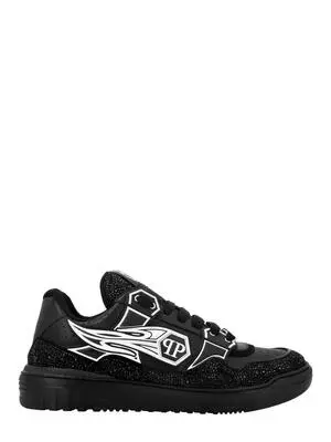 Philipp Plein Moon Walker Low-top Sneakers With Rhinestone Embellishments - Black