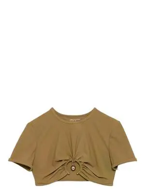 Christopher Esber Ruched Orbit Crop T-shirt - Brown
