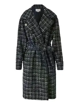 GENNY Double-breasted Tweed Coat - Black