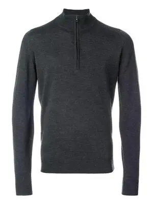 John Smedley Merino Wool Zip-neck Jumper - Grey