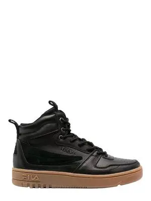 FILA Leather Embossed-logo High-top Sneakers - Black