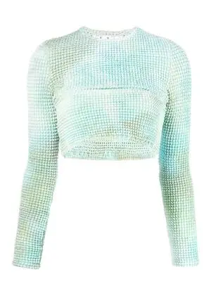 Off-White Double Tie-dye Cut-out Top - Blue