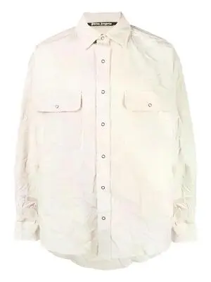 Palm Angels Logo-print Long-sleeve Shirt - Neutrals