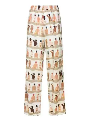 AMIR SLAMA Swimmer-print Straight-leg Trousers - Neutrals