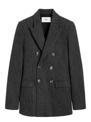AMI Paris Double-breasted Wool Coat - Grey