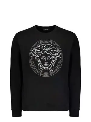 Versace Cotton Sweatshirt With Medusa Head Motif - Black