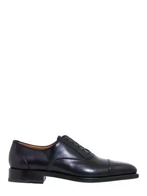 FERRAGAMO Tonal Toecap Leather Oxford Shoes - Black