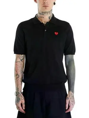 Play Comme Des Garcon Heart-patch Wool Polo Shirt - Black