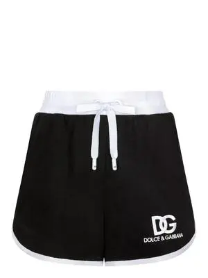 Dolce & Gabbana Logo-embroidered Drawstring-waistband Shorts - Black