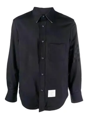 Thom Browne Stripe-detail Press-stud Shirt - Blue