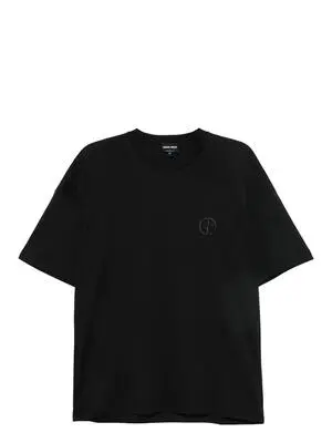 Giorgio Armani Logo-embroidered T-shirt - Black