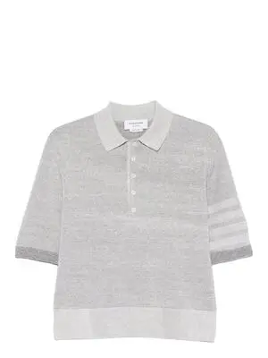 Thom Browne 4-bar Stripe Cotton Polo Shirt - Grey