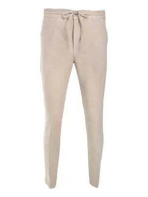 120% Lino Drawstring-waist Trousers - Neutrals